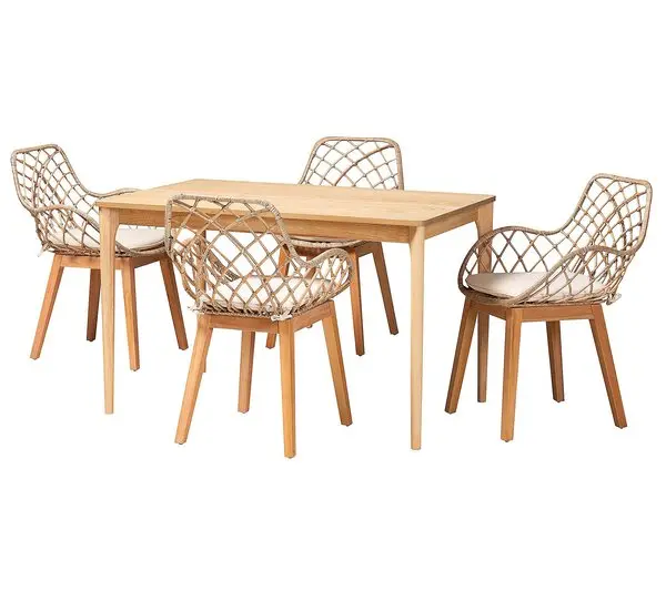 BALI & PARI Ballerina Rattan And Wood 5-piece Dining Set