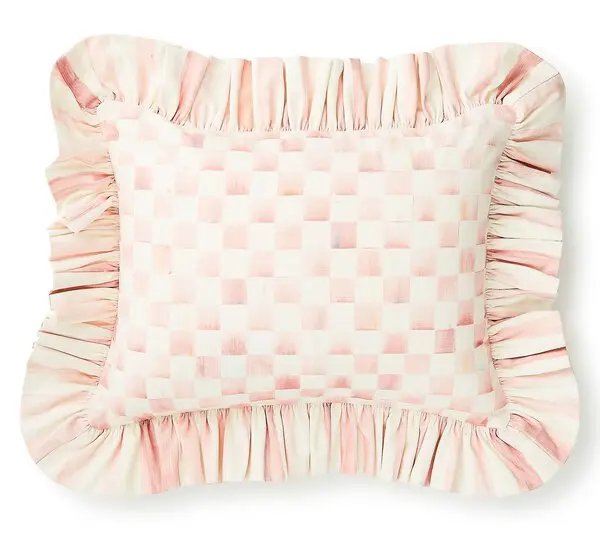 MACKENZIE-CHILDS Rosy Check Ruffle Lumbar Throw Pillow
