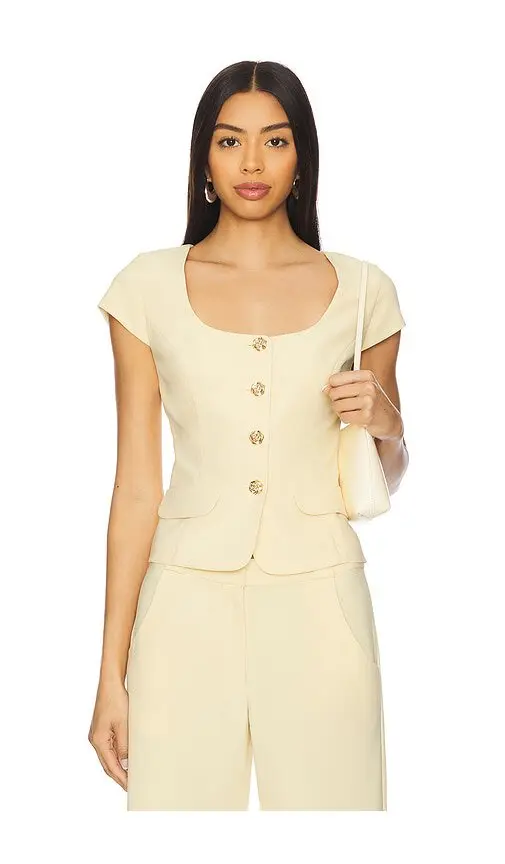 Amanda Uprichard Short Sleeve Kya Top - Cornsilk