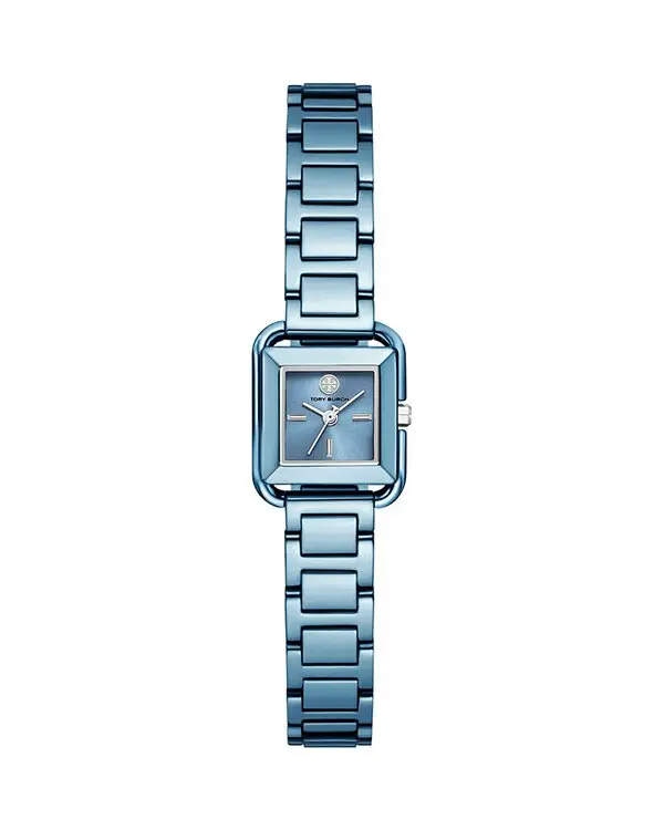Tory Burch The Kira Square Small Three Hand Stainless Steel Watch - Blue/blue