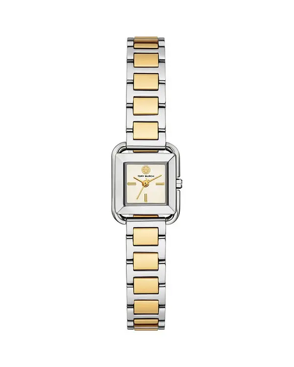 Tory Burch Small Kira Square Stainless Steel Watch - Gold/two Tone