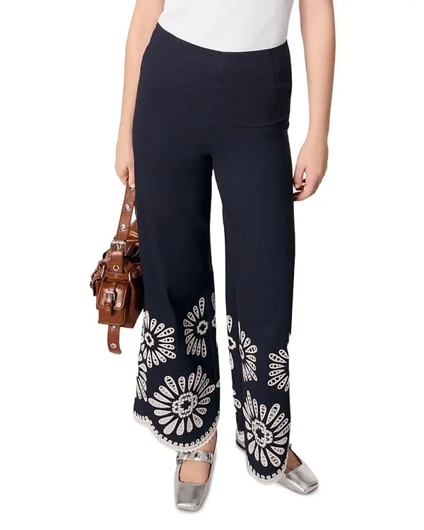 Maje Crochet Detail Trousers - Navy