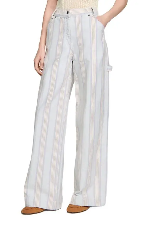Sandro Striped Wide-leg Jeans