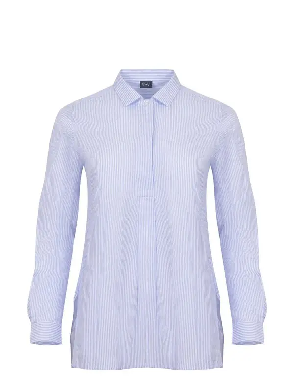 FAY Striped Cotton Shirt - Blue