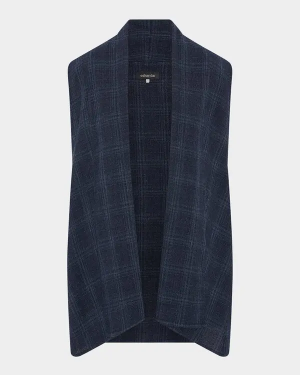 Eskandar A-line Long Length Waistcoat With Scrunch Shawl-collar