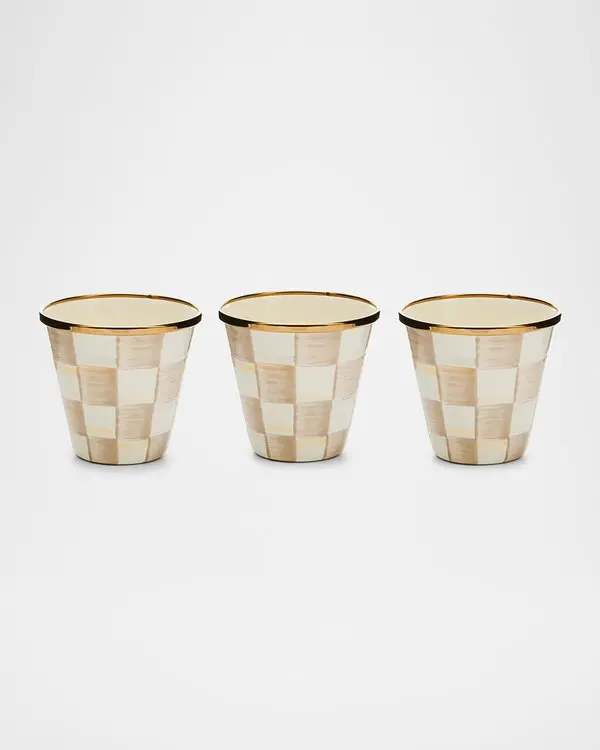 MACKENZIE-CHILDS Mocha Check Herb Pots, Set Of 3