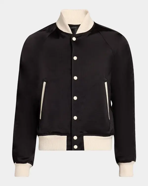 TOM FORD Satin Bomber Jacket - Black White