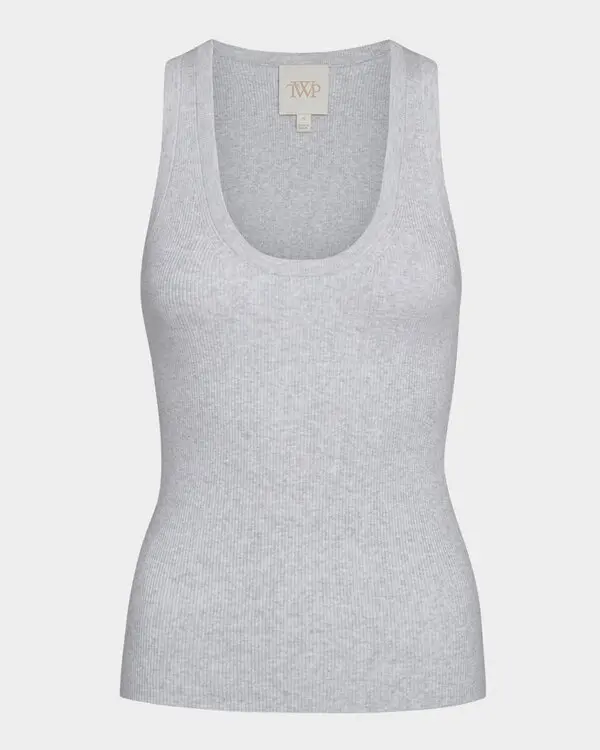 TWP Ribbed Wool Tank Top - White Heather Grey