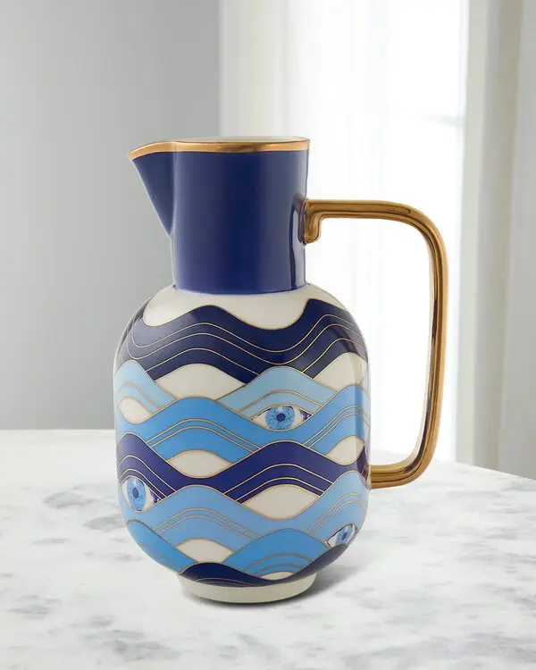 Jonathan Adler Druggist Pitcher, 70 Oz - Bluewhite