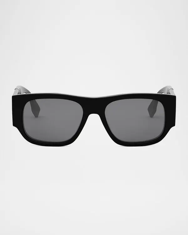 Fendi Diagonal Rectangle Sunglasses - Shiny Blacksmoke