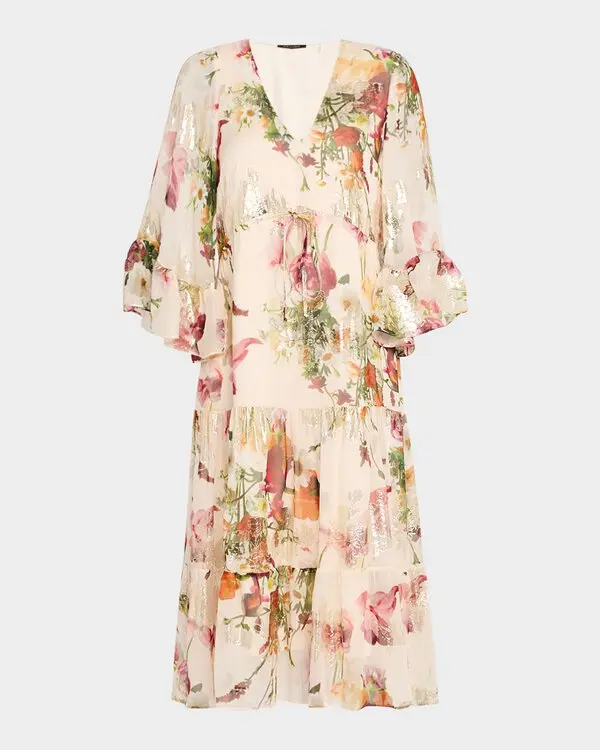 Kobi Halperin Limone Floral Print Midi Dress