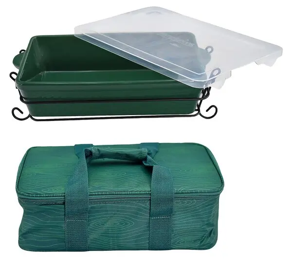 TEMP-TATIONS Woodland 11x7 Take And Bake W/ Lid & Tote