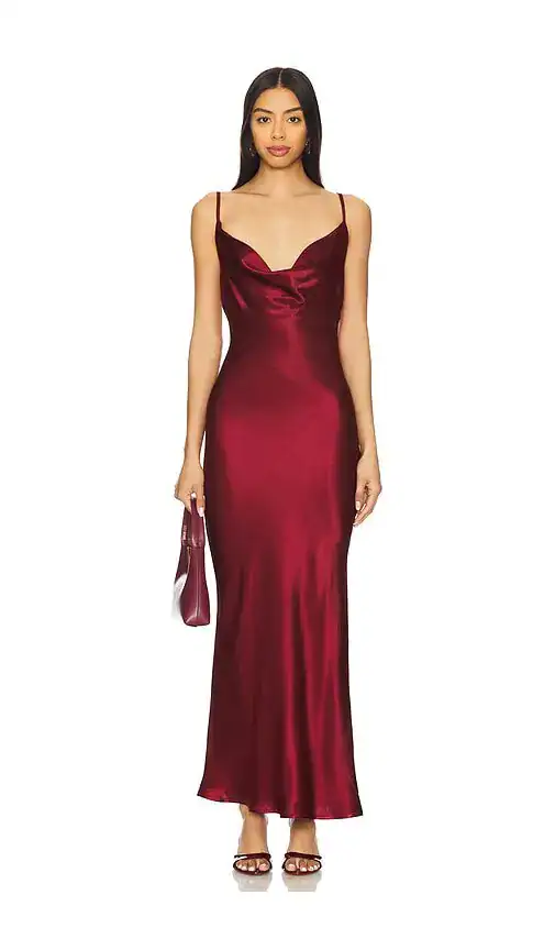 Sndys X Skin Satin Dress - Burgundy | Editorialist
