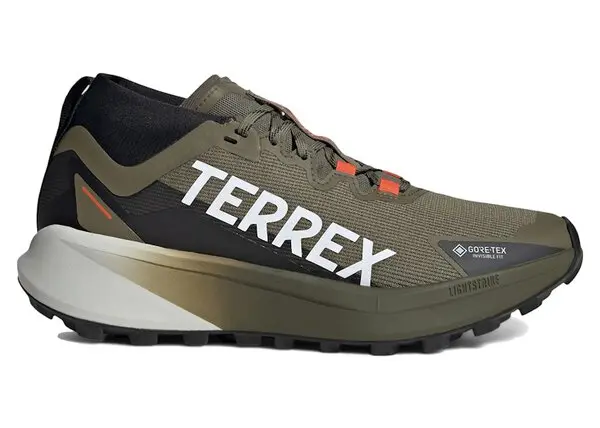 Adidas Terrex Agravic Gore-tex Trail Sneakers - Olive Strata/cloud White/semi Impact Orange