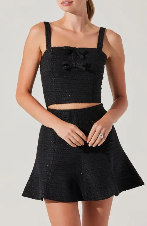 Astr The Label Kiona Diamante Tweed Crop Top - Black