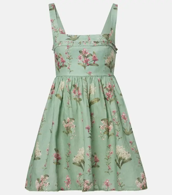 Agua Bendita Hierbabuena Floral Linen Minidress