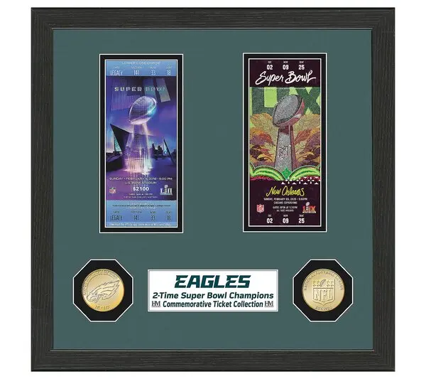HIGHLAND MINT Eagles Super Bowl Ticket Collecti On Frame