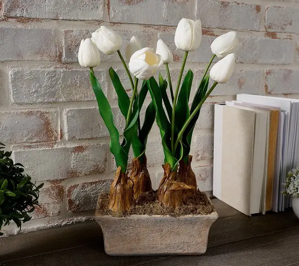 COZY COTTAGE BY LIZ MARIE Artificial Tulip Tabletop Pot
