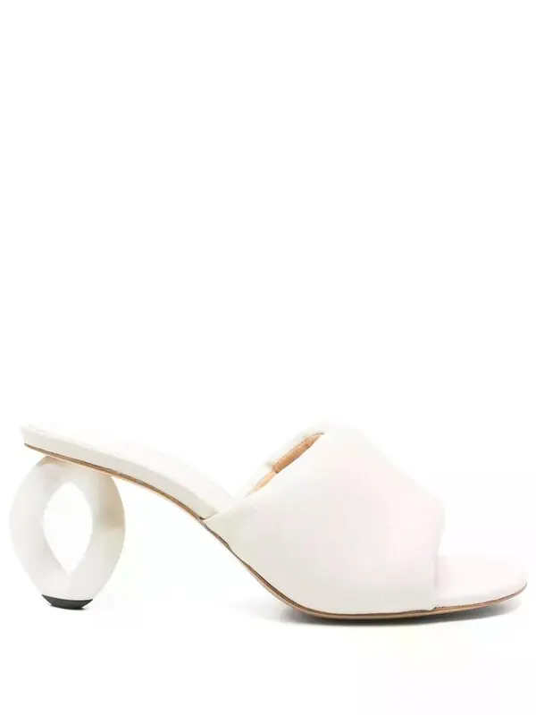 JW Anderson 70mm Chain-heel Leather Sandals - Neutrals