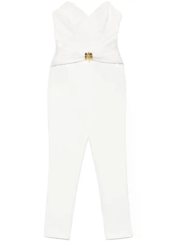 Elisabetta Franchi Bow-detail Crepe Jumpsuit - White