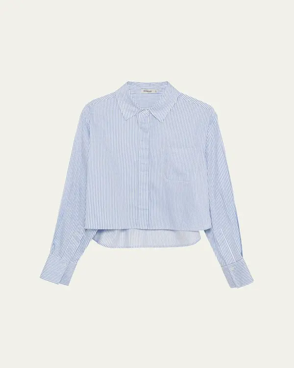 Simkhai Renata Pinstripe Crop Shirt - Blue Hydrangea Stripe