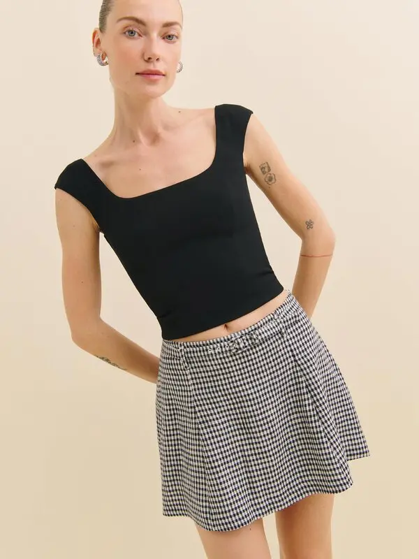 REFORMATION Rory Linen Skirt - Remy Check