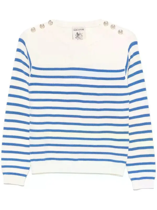 SEMICOUTURE Perla Striped Sweater - A01l3 Bianco