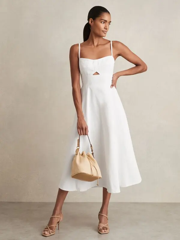 REISS Annie Denim Fit-and-flare Midi Dress
