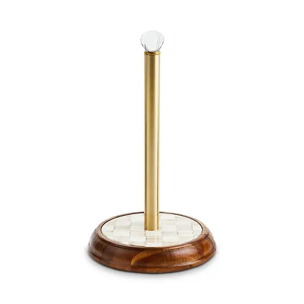 MACKENZIE-CHILDS Wood Paper Towel Holder - Mocha Check