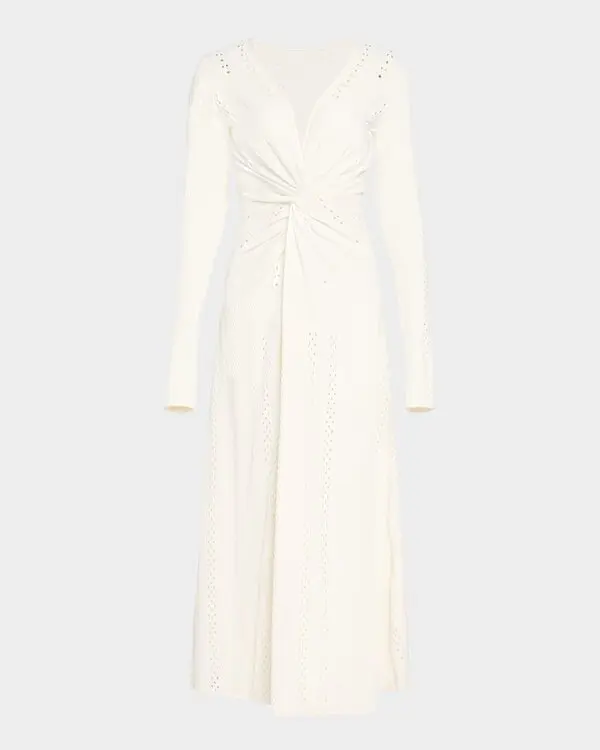 Prabal Gurung Twisted Long-sleeve Midi Dress - Off White