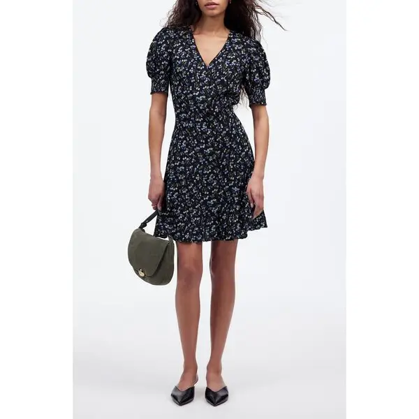 Madewell Floral Print V-neck Mini Dress
