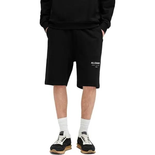 All Saints Underground Relaxed Fit Organic Cotton Sweat Shorts - Jet Black