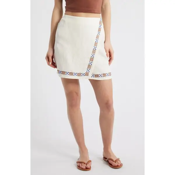 Rip Curl San Carlos Embroidered Linen Blend Miniskirt