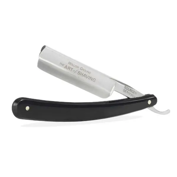 THE ART OF SHAVING Black 5/8 Blade Round Straight Razor