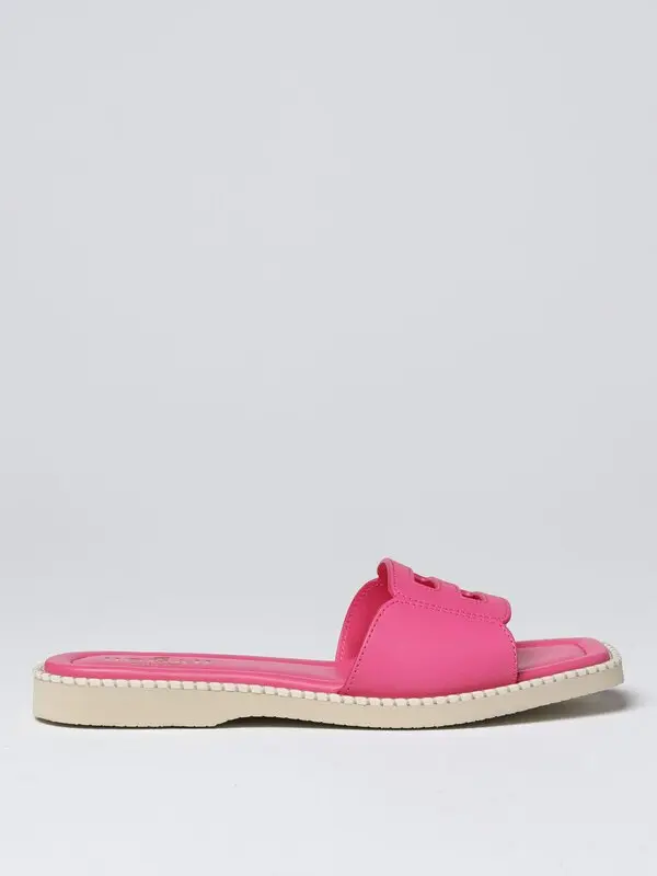 Hogan H638 Leather Slides - Fuchsia