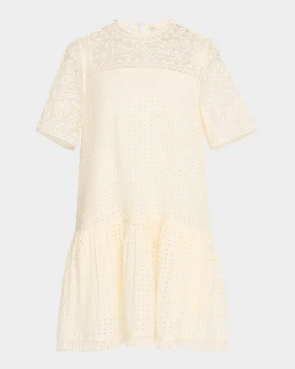 Ulla Johnson Gabi Embroidered Mini Dress Ivory 40% Off