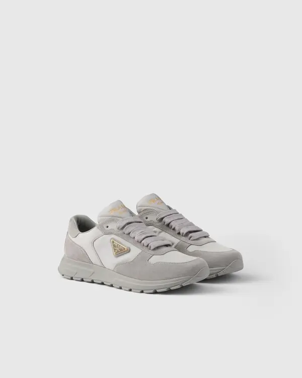 Prada Prax 2.0 Re-nylon And Suede Sneakers - Cloudy Gray