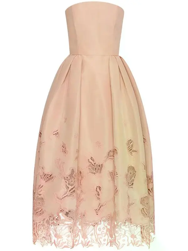 Oscar De La Renta Guipure-Lace Midi Dress In Pink - 50% Off | Editorialist