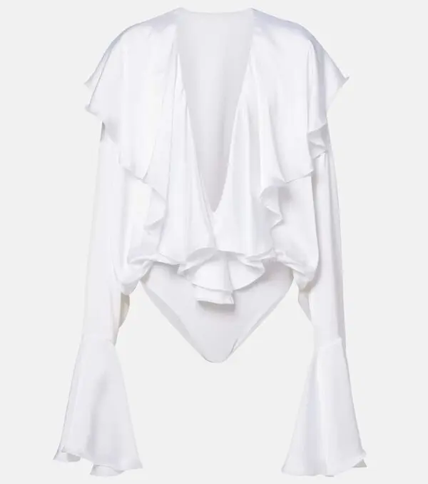 Norma Kamali Ruffled Bodysuit - White