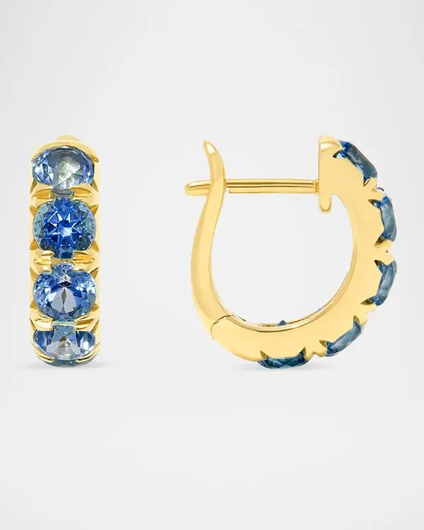 STEVIE WREN The Midi Gemstone Hoop Earrings - Blue Sapphire