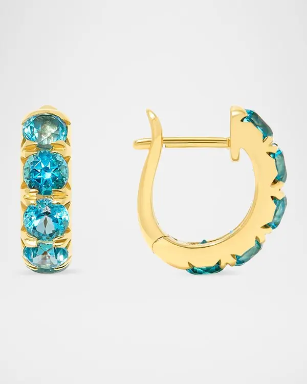 STEVIE WREN 18k Yellow Gold Gemstone Hoop Earrings - Apatite