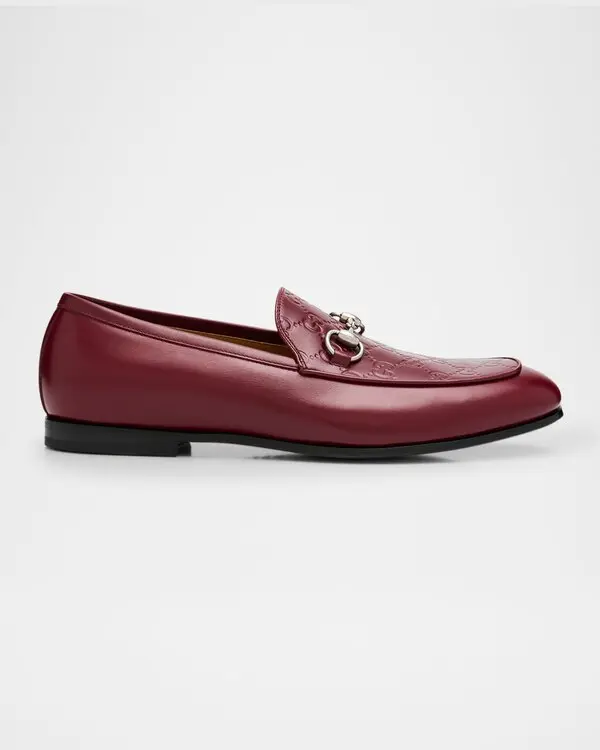 Gucci Jordy Gg Leather Loafers - Red Amaran