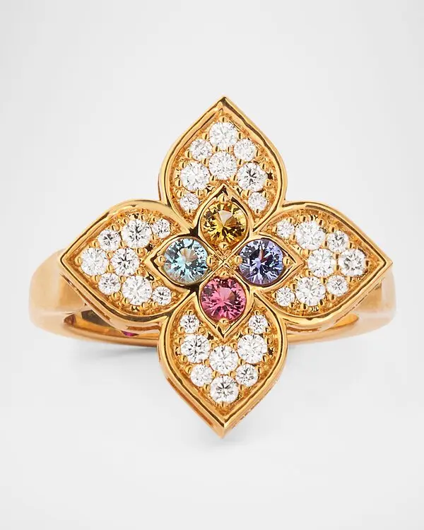 Roberto Coin 18k Venetian Princess Ring With Multi Gemstones And Diamonds