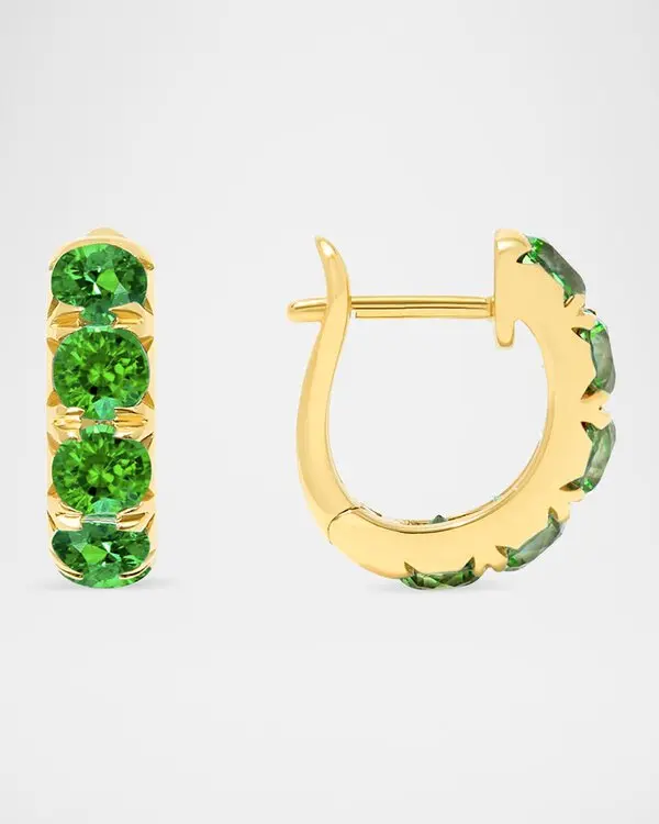 STEVIE WREN Midi Gemstone Hoop Earrings - Tsavorite & Garnet