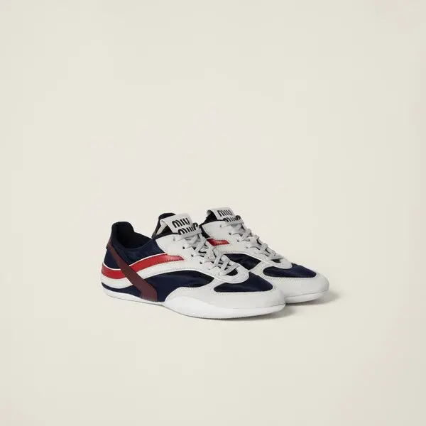 Miu Miu Gymnasium Technical Fabric And Suede Sneakers - Baltic Blue/amaranth