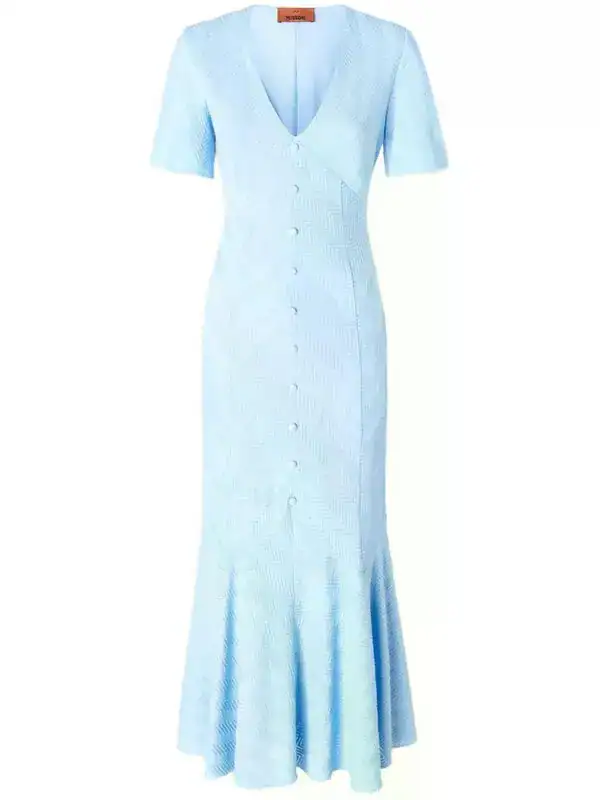 Missoni Chevron-Woven Maxi Dress In Blue - 30% Off | Editorialist