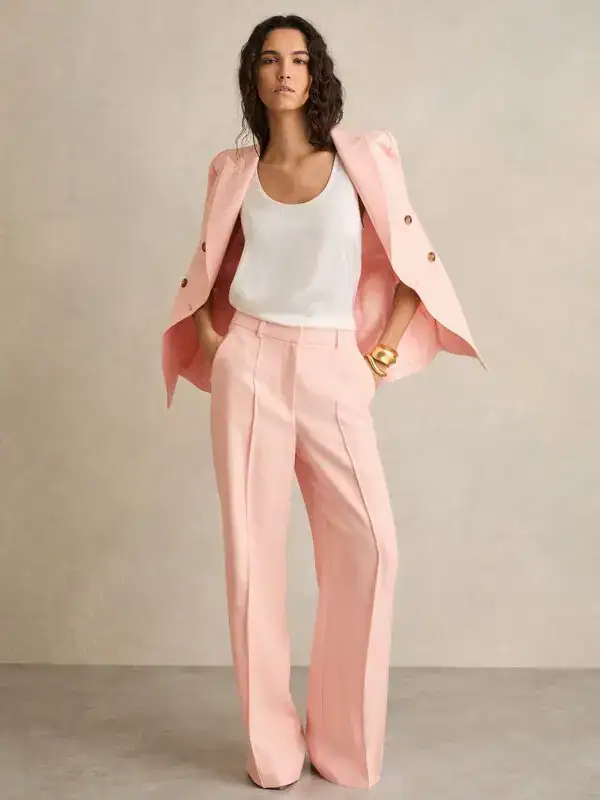 Reiss Magda Petite Wide-Leg Suit Trousers In Pink 41% Off