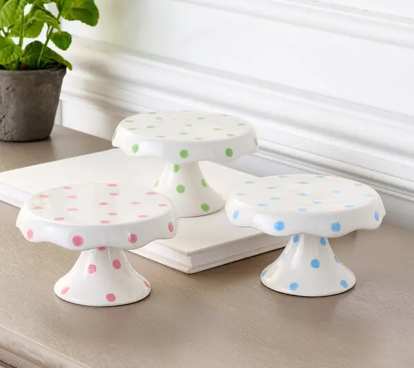 VALERIE PARR HILL Set Of 3 Polka Dot Ceramic Lifts Valerie