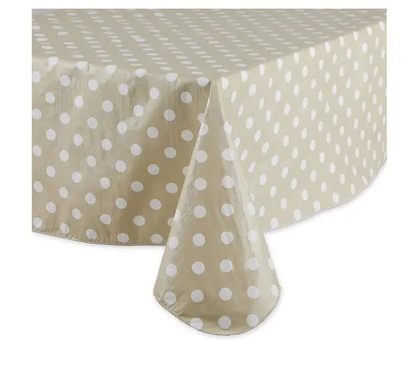 DESIGN IMPORTS Polka Dot Vinyl Tablecloth Natural 60x102