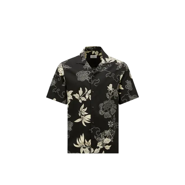 Moncler Floral Print Cotton Shirt - Black